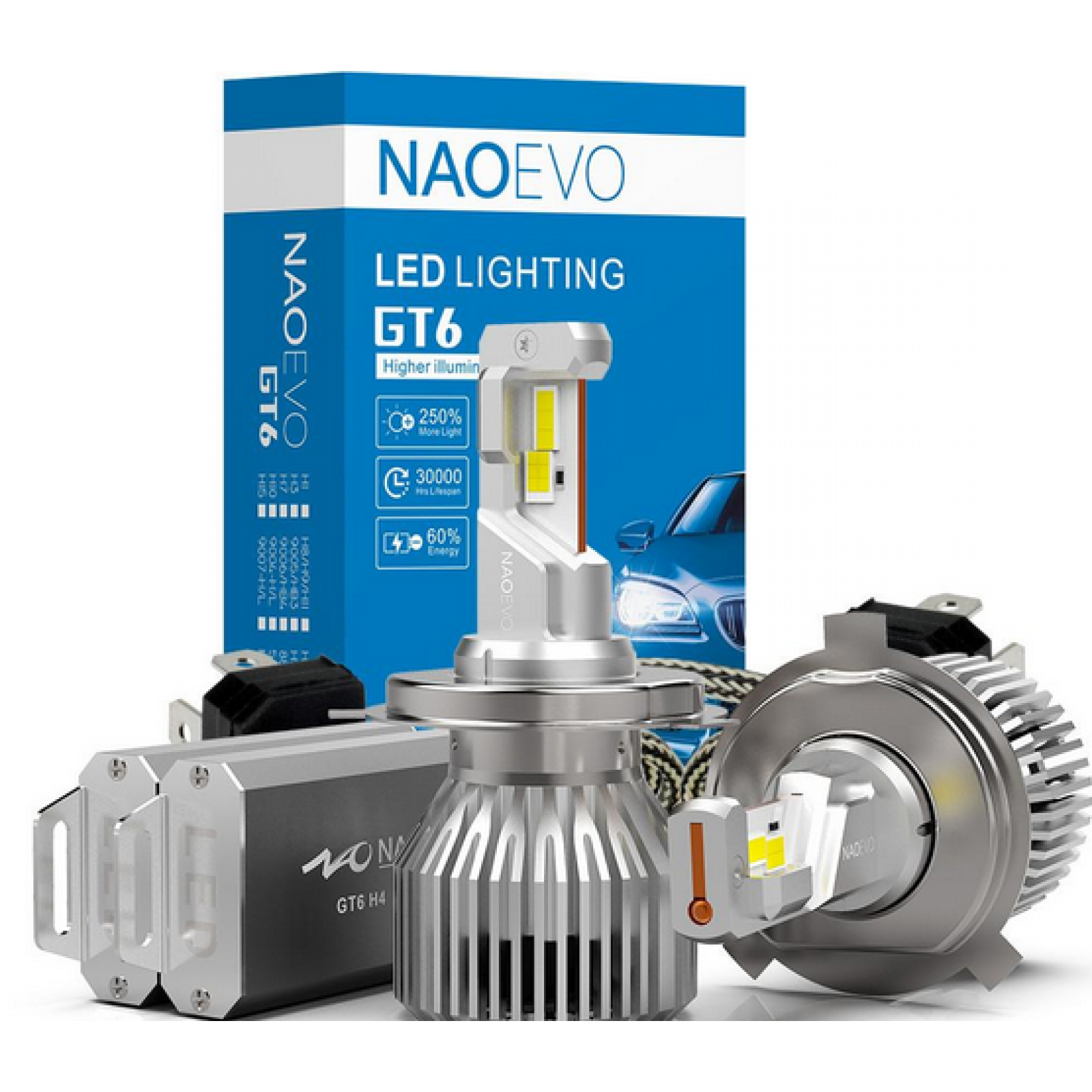ΛΑΜΠΑ LED GT6 H4 HI-LOW 12V/24V 40W WHITE COLOR (6000K) NAOEVO / 33736 ...